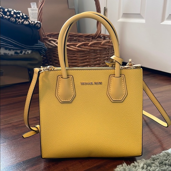 Michael Kors | Bags | Michael Kors Yellow Satchel With Structured ...